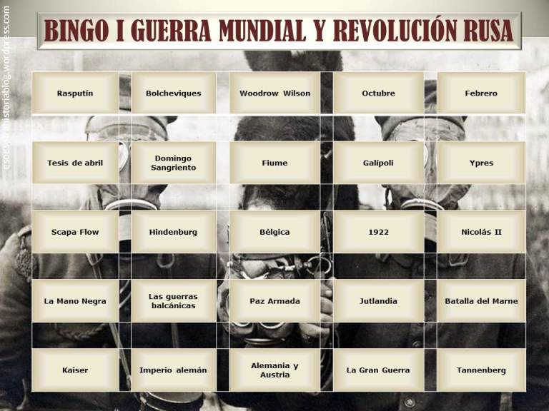 BINGO DE LA I GUERRA MUNDIAL Y LA REVOLUCIÓN RUSA – ESO ES OTRA HISTORIA