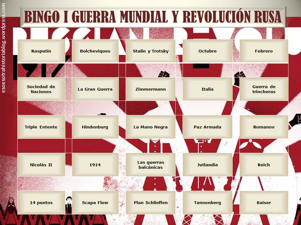 BINGO DE LA I GUERRA MUNDIAL Y LA REVOLUCIÓN RUSA – ESO ES OTRA HISTORIA