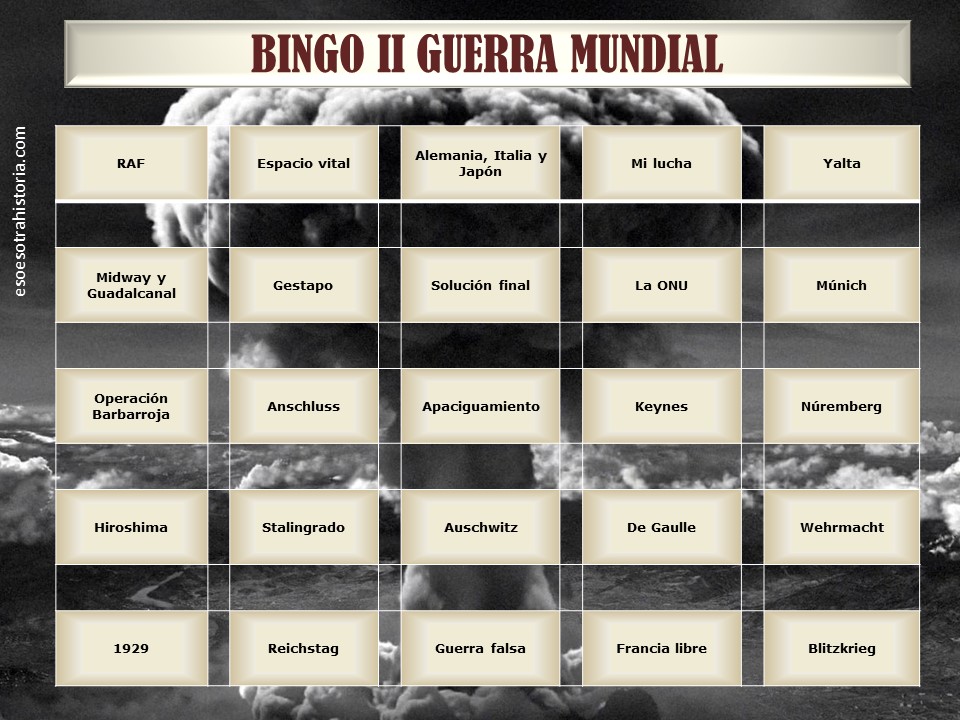 BINGO DE LA II GUERRA MUNDIAL – ESO ES OTRA HISTORIA